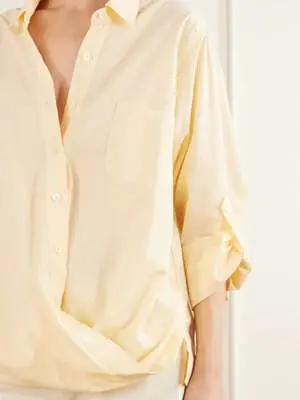 SANDERLAK Asymmetrical Twisted Cotton-voile Shirt