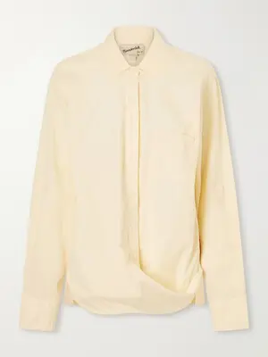 SANDERLAK Asymmetrical Twisted Cotton-voile Shirt - Yellow