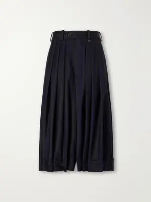 VIVIENNE WESTWOOD Striped Satin-wool Culotte Shorts - Blue