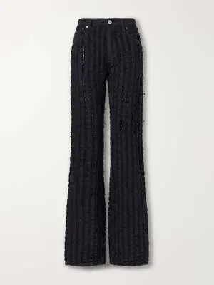 HAIKURE Star Bull Stripe Distressed High-waist Straight-leg Jeans