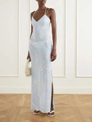 Emilio Pucci Printed Silk Crepe De Chine Maxi Dress