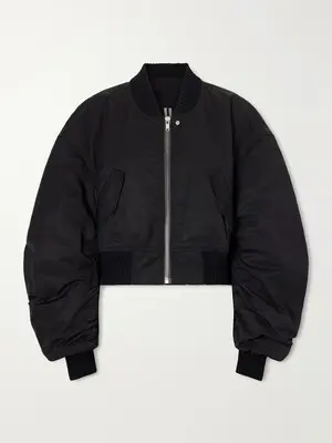 Rick Owens Padded Cropped Cotton-blend Bomber Jacket - Black