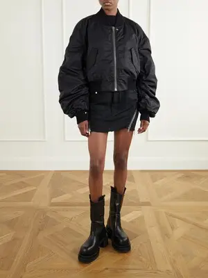 Rick Owens Padded Cropped Cotton-blend Bomber Jacket - Black