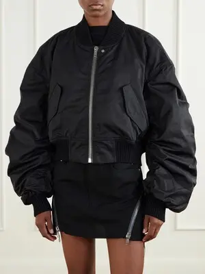 Rick Owens Padded Cropped Cotton-blend Bomber Jacket - Black