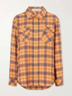 GOD'S TRUE CASHMERE Checked Cashmere Shirt - Orange