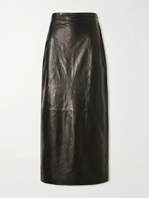 Magda Butrym Leather Midi Skirt - Black