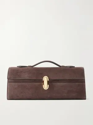 Savette Slim Pochette Suede Tote - Brown