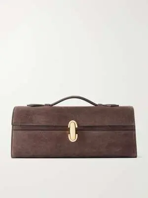 Savette Slim Pochette Leather-trimmed Suede Tote