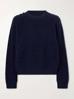 Loulou De Saison Rolf Bubble-stitch Cashmere Sweater - Navy