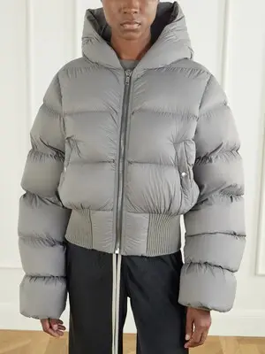 Rick Owens Cropped Hooded Down Puffer Jacket - Gray