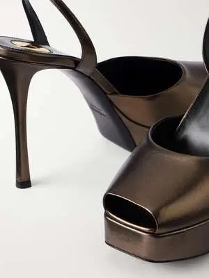Saint Laurent La Scandale 115 Metallic Leather Platform Sandals