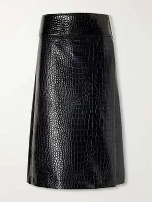Sportmax Croc-effect Glossed Midi Skirt