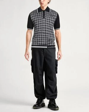 Amiri Polo Shirt Charcoal Size Wool, Viscose