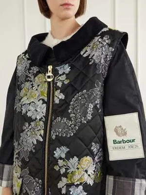 Erdem Barbour Embellished Waxed Cotton-jacquard Coat