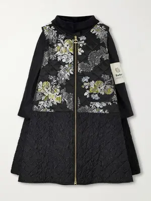 Erdem X Barbour Embellished Waxed Cotton-jacquard Coat - Black