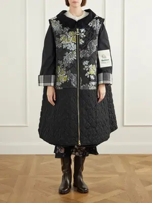 Erdem X Barbour Embellished Waxed Cotton-jacquard Coat