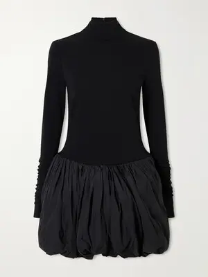 Magda Butrym Wool-blend Jersey And Shell Balloon Mini Dress - Black