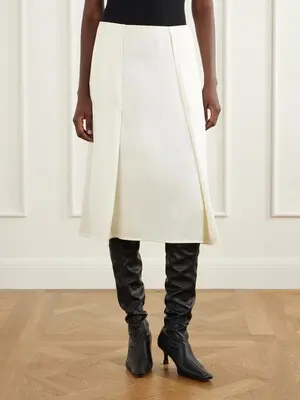 JIL SANDER Pleated Satin Midi Skirt