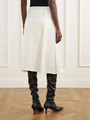 JIL SANDER Pleated Satin Midi Skirt