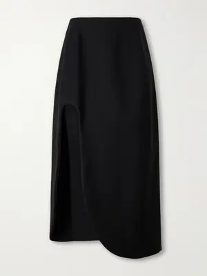 JIL SANDER Wool Midi Skirt With Slit - Black