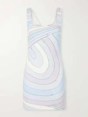 Emilio Pucci Printed Stretch-jersey Mini Dress - Light Blue