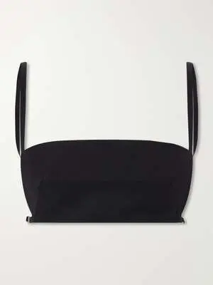 JIL SANDER Cropped Wool And Silk-blend Top - Black
