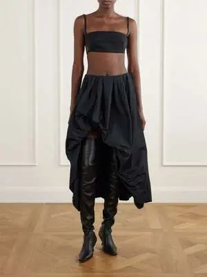 JIL SANDER Cropped Wool And Silk-blend Top