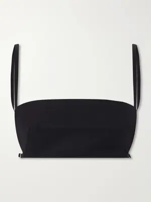 JIL SANDER Cropped Wool And Silk-blend Top - Black