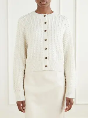 Loulou De Saison Edie Bubble-stitch Cashmere Cardigan - Neutrals