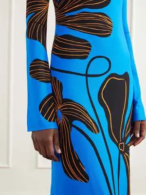 CALA DE LA CRUZ Printed Stretch-jersey Maxi Dress