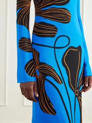 CALA DE LA CRUZ Printed Stretch-jersey Maxi Dress