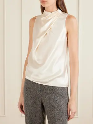 Gabriela Hearst Melina Draped Silk-satin Blouse - Neutrals
