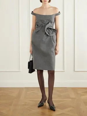 Magda Butrym Floral Embellished Off-the-shoulder Midi Dress - Gray