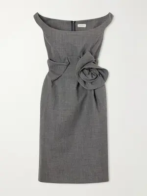 Magda Butrym MAGDA BUTRYM Floral Embellished Off-the-Shoulder Midi Dress Gray