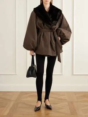 Magda Butrym Belted Plush-trimmed Short Coat