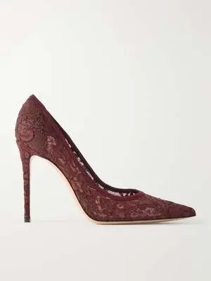 GIANVITO ROSSI Claudia 105 Suede-trimmed Lace Pumps