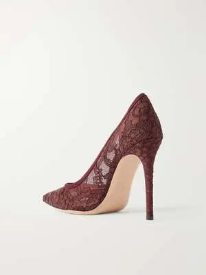 GIANVITO ROSSI Claudia 105 Suede-trimmed Lace Pumps