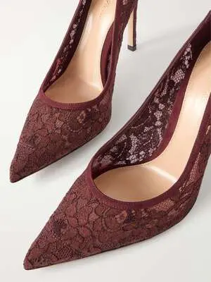 GIANVITO ROSSI Claudia 105 Suede-trimmed Lace Pumps