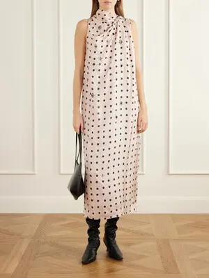 Altuzarra Jackie Bead-embellished Printed Silk-satin Maxi Dress - Pink