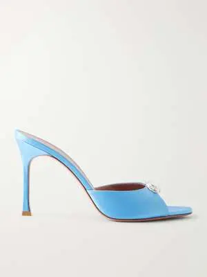 Amina Muaddi Mini Camelia 95 Crystal-embellished Satin Sandals