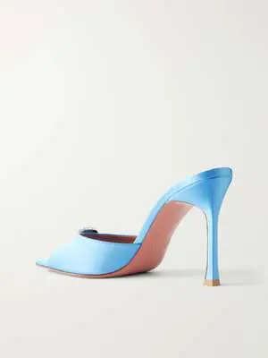 Amina Muaddi Mini Camelia 95 Crystal-embellished Satin Sandals