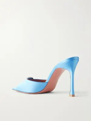Amina Muaddi Mini Camelia 95 Embellished Satin Sandals - Blue