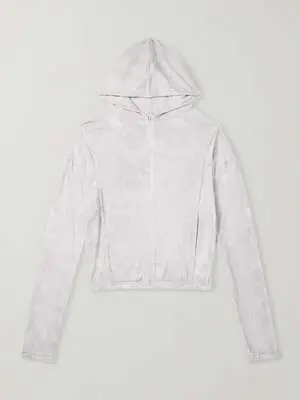 ADON Printed Silk Zip-up Hoodie - Gray