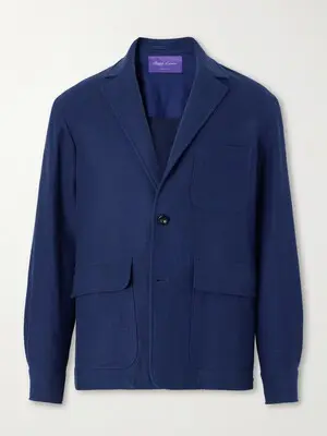 Ralph Lauren Purple Label Cotton-blend Waffle-knitted Blazer - Blue