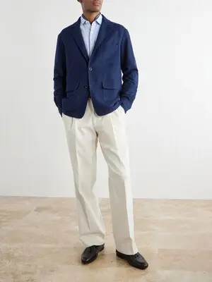 Ralph Lauren Purple Label Cotton-blend Waffle-knitted Blazer