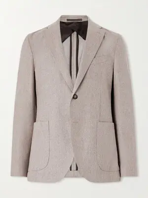 SLOWEAR Wool-blend Flannel Blazer Jacket - Neutrals