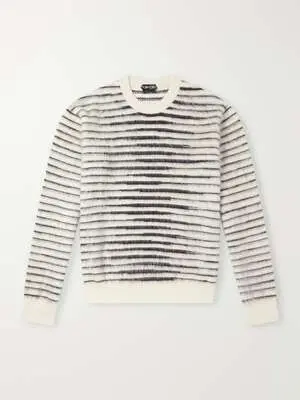 TOM FORD Striped Mohair-blend Sweater - White