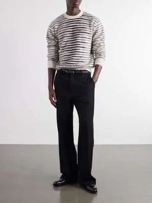 TOM FORD Striped Mohair-blend Sweater