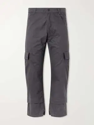 ADON Straight-leg Cotton Herringbone Trousers - Gray