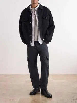ADON Straight-leg Cotton Herringbone Trousers